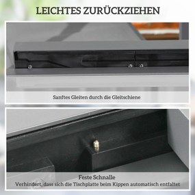 Outsunny Velký Rozšiřitelný Zahradní Stůl rozložené rozměry 160D x 80Š x 75V cm Tmavě Šedý Hliníkový Stůl s Temperovaným Sklem Transparentní