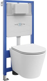 Mexen WC podomítkový set Felix Slim stojan s WC mísou Rico a pomalu padajícím sedátkem, Matná bílá - 61030724001