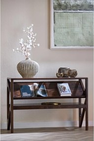 Konzolový stolek se skleněnou deskou v tmavě přírodní barvě 41x119 cm Yuki – Light &amp; Living