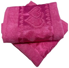 Žakárový froté ručník růžový srdíčko 50x90cm TiaHome