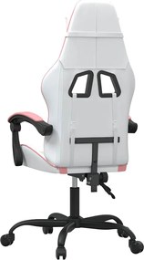 Herní židle bílá a růžová umělá kůže 3143899