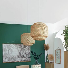 Závěsná lampa LIBY s ažurovým stínidlem z bambusu, Ø 40 cm