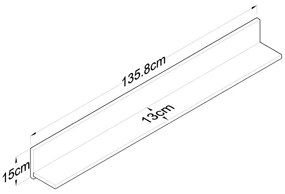 Nástěnná police RANI 135,8x15 cm hnědá