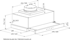 Novoterm Odsavač par vestavný Treviso 50 BL Glass, černá mat
