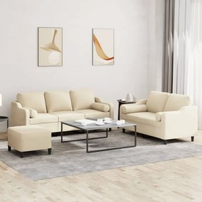 3dílná sedací souprava s polštáři krémová textil 3201860