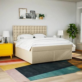 Box spring postel s matrací krémová 180x200 cm textil 3292886