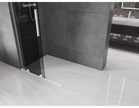 Mexen Velar L, posuvná sprchová zástěna Walk-in 100 x 200 cm, 8mm šedé sklo, bílá matná, 871-100-003-43-20