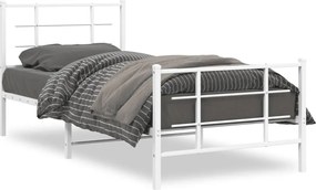 vidaXL Kovový rám postele s hlavovým a nožním čelem 90 x 190 cm [355620] Barva: Bílá