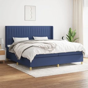 Box spring postel s matrací modrá 200x200 cm textil 3132183