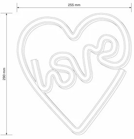 LED Neonová nástěnná dekorace LOVE LED/3W/3xAA USB růžová