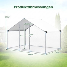 Costway Kovový výběh pro slepice 3 × 2 × 2 m s ochrannou plachtou