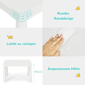 Costway 3 PCS. Kindersitzgruppe Kindertisch mit 2 Stühlen Kindermöbel aus – bílý