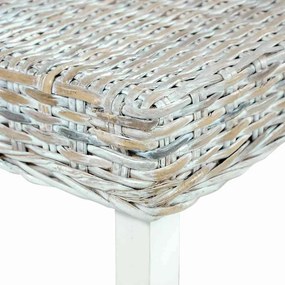 Lavice 110 cm bílý přírodní kubu ratan a masivní mahagon 285788