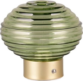 Stmívatelná LED stolní lampa v zelené a zlaté barvě se skleněným stínidlem (výška 14,5 cm) Earl – Reality