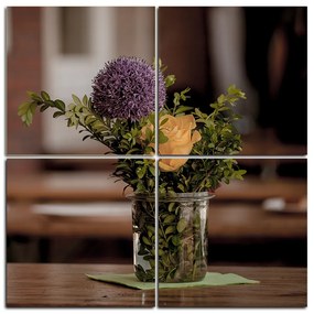 Obraz na plátně - Letní květiny na stole - čtverec 372E (60x60 cm)