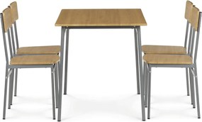 Jídelní set s 4 židlemi AUT-O2156 OAK, mdf, divoký dub (110 x 70) cm hnědá