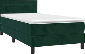 Box spring postel s matrací a LED tmavě zelená 80x200 cm samet 3134432