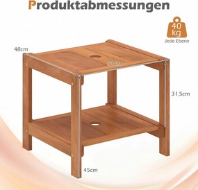 Costway Dřevěný odkládací stolek s otvorem na deštník a úložným prostorem.