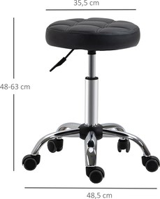 HOMCOM Sada 2 stoliček pro kadeřnické salony Otočná stolička Výškově nastavitelná s kolečky Syntetická kůže Černá Ø35,5x48-63cm pro kadeřnické salony…