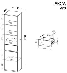 Regál ARCA 3 Dolmar 45/195,2/40 Barva: arktická bílá