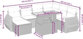 8dílná zahradní sedací souprava s poduškami černá polyratan 3275828