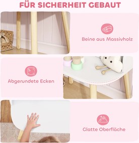 AIYAPLAY Dětská toaletní souprava toaletní stolek se stoličkou zrcadlem zásuvky ramínka na šaty pro děti od 3 do 8 let 56 x 38 x 87,8 cm Bílá barva