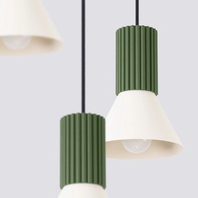 Sollux Lighting Závěsná lampa ESTRIA 3P béžová/olivově zelená