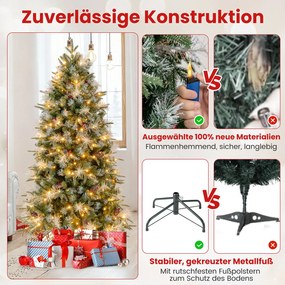Costway 180 cm Prefabrikovaný umělý vánoční stromek Kloubový slavnostní vánoční
