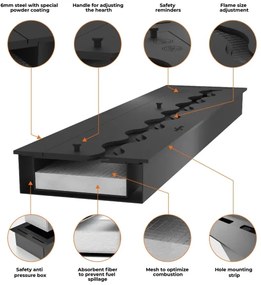 InFire - Vestavěný BIO krb 49,4x124,4 cm 6kW černá