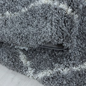 Ayyildiz, Kusový koberec Alvor Shaggy 3401 grey kruh, 160x160 (průměr) kruh, šedá, ložnice