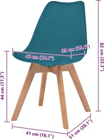 Jídelní židle 2 ks tyrkysové plast 244789