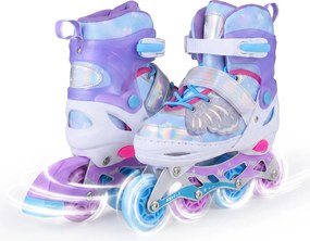 Costway Inline brusle pro děti 4 Nastavitelné velikosti Dětské kolečkové brusle