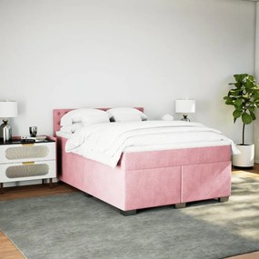 Box spring postel s matrací růžová 140x200 cm samet 3288647