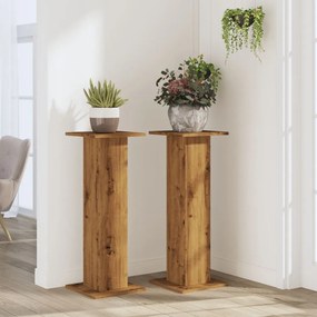 Stojany na rostliny 2 ks dub artisan 30 x 30 x 80 cm kompozit 3307872