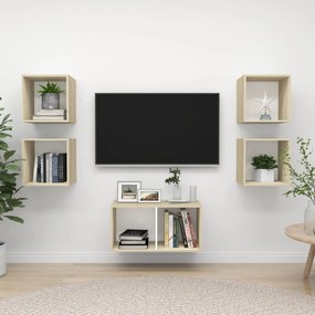 vidaXL 5dílný set TV skříněk bílý a dub sonoma kompozitní dřevo