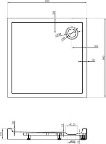 Mexen Flow+ čtvercový sprchový kout 80 x 80 cm, černá matná, 46S708080H