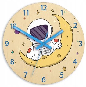 M.Clock Dětské nástěnné hodiny astronaut 30x30cm hnědé
