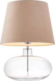 Stolní lampa Sawa Velvet průhledný podstavec béžové stínidlo