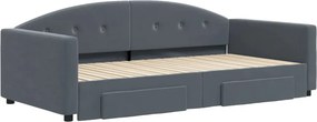 Válenda s přistýlkou a zásuvkami tmavě šedá 100 x 200 cm samet 3197357