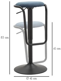 Čalouněná barová stolička s nastavitelnou výškou v petrolejové barvě/černá (výška sedáku 61 cm) Destiny – Mauro Ferretti