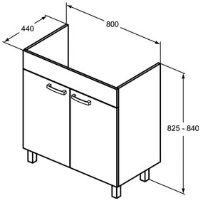 Ideal Standard Tempo - Skříňka pod umyvadlo 800 mm (2 dvířka), Dub pískový, E3241OS