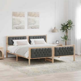 Rám postele s čelo Tmavě šedá 160 x 200 cm Masivní borové dřevo 3394279