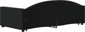 Válenda s přistýlkou a zásuvkami černá 100 x 200 cm samet 3197360