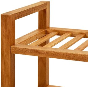 Botník se 2 policemi 100 x 27 x 40 cm masivní dubové dřevo 331748