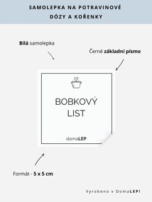 Samolepka na kořenky BOBKOVÝ LIST bílá 5 × 5 cm základní písmo