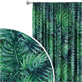 Záclona na žabky Palmy a listy - botanická kompozice s monstera v odstínech zelené na žabky
