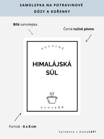 HIMALÁJSKÁ SŮL – bílá samolepka na dózu, tučné písmo, 6 x 8 cm | DomaLEP