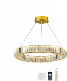 Lustr Lampa Křišťálový Kroužek Led Zlatý Ø 40 cm Moderní Dálkový Ovladač