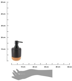 Dávkovač mýdla Mihavila Cork, černá/s korkovými prvky, 275 ml