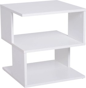 HOMCOM Konferenční stolek s nočním stolkem a 2-patrovou policí pro obývací pokoj, ložnici, knihovnu 40x40x43 cm Bílý | Aosom